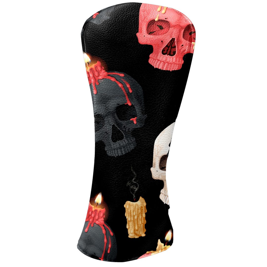 Gothic Skull & Candle Golf Club Covers - Dark PU Leather With Velvet ...
