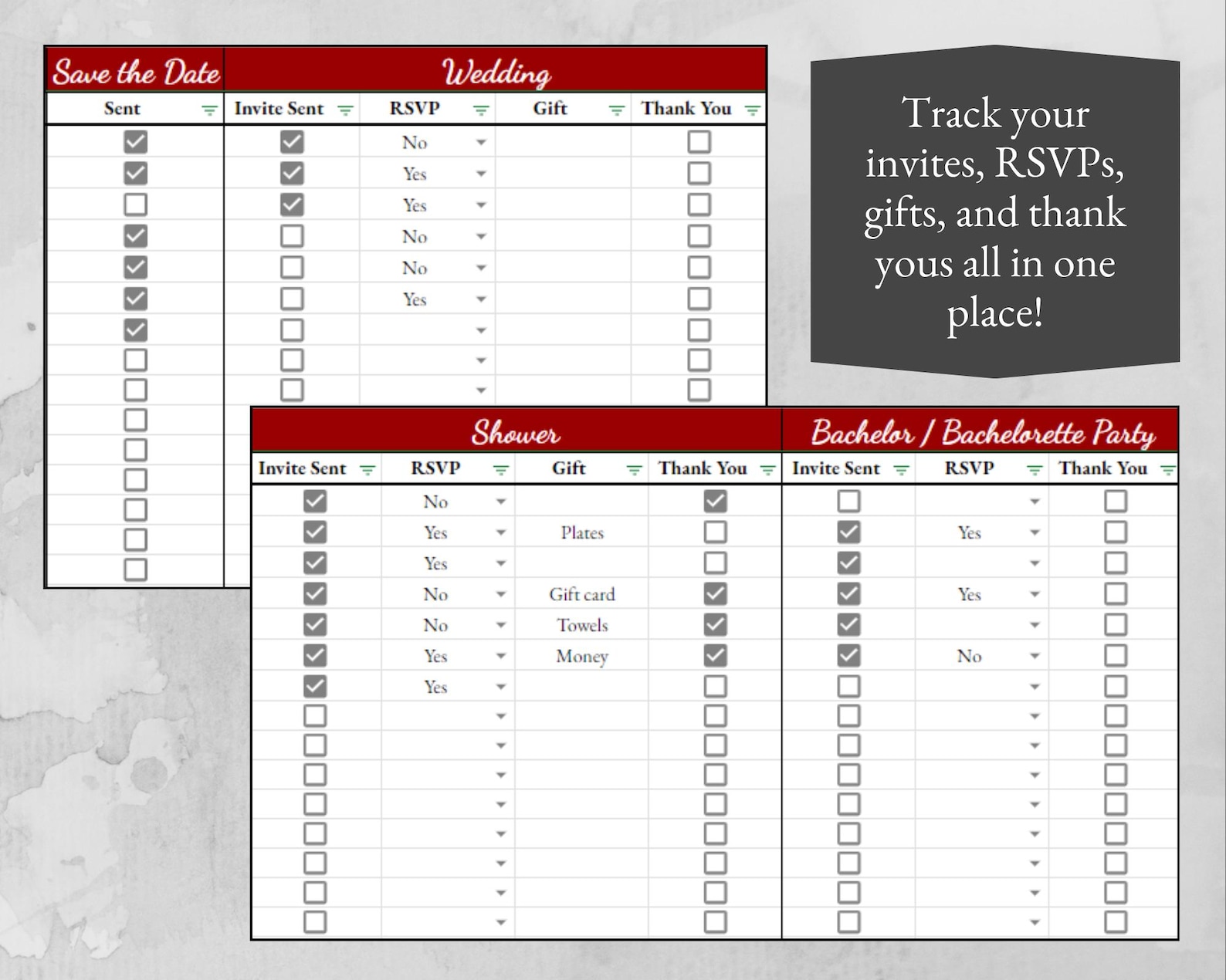 Wedding Guest List Manager Template | Guest List Tracker | Google ...