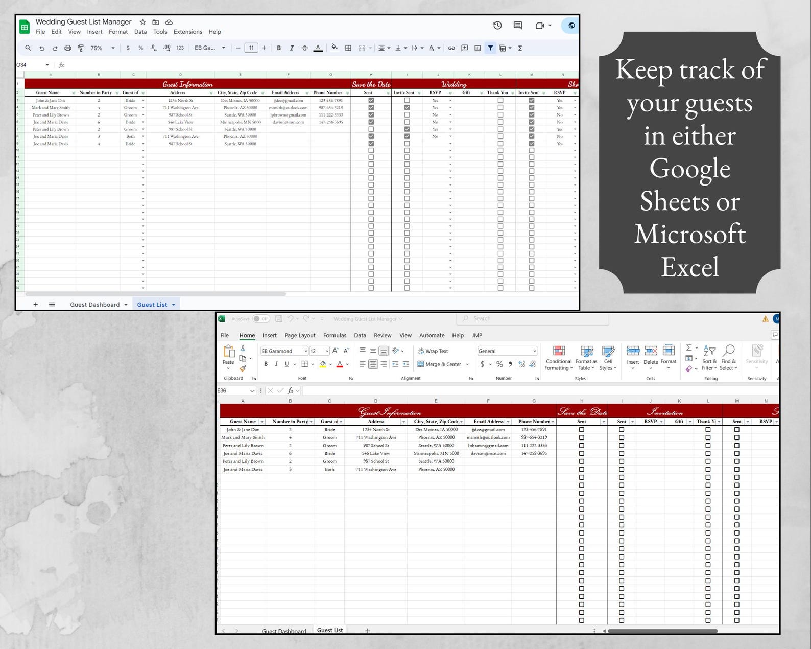 Wedding Guest List Manager Template | Guest List Tracker | Google ...