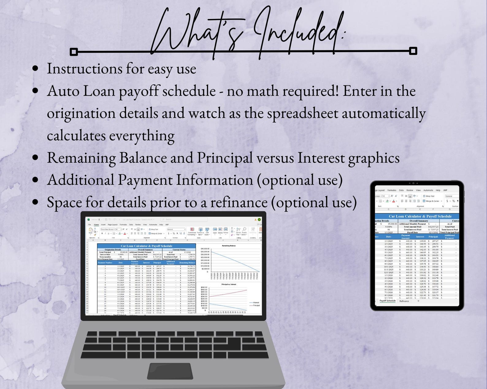 Car Loan Calculator & Payoff Schedule - Microsoft Excel Template ...