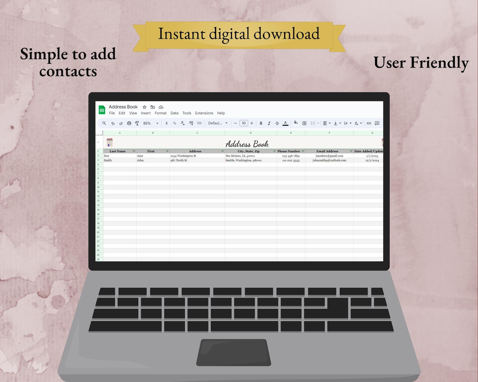Address Book Template | Contact List | Google Sheets Template ...