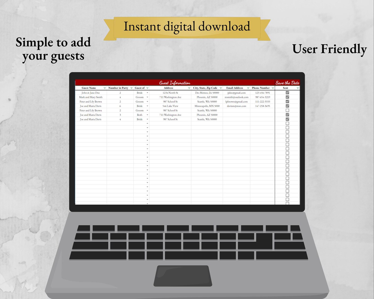 Wedding Guest List Manager Template | Guest List Tracker | Google ...
