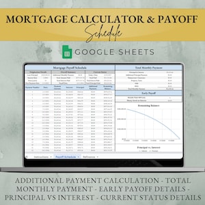 Simple Mortgage Payment Calculator and Payoff Schedule - Google Sheets ...
