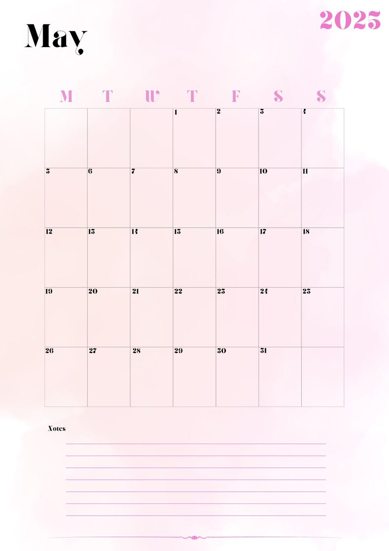 2025 Calendar Planner Pink - Etsy