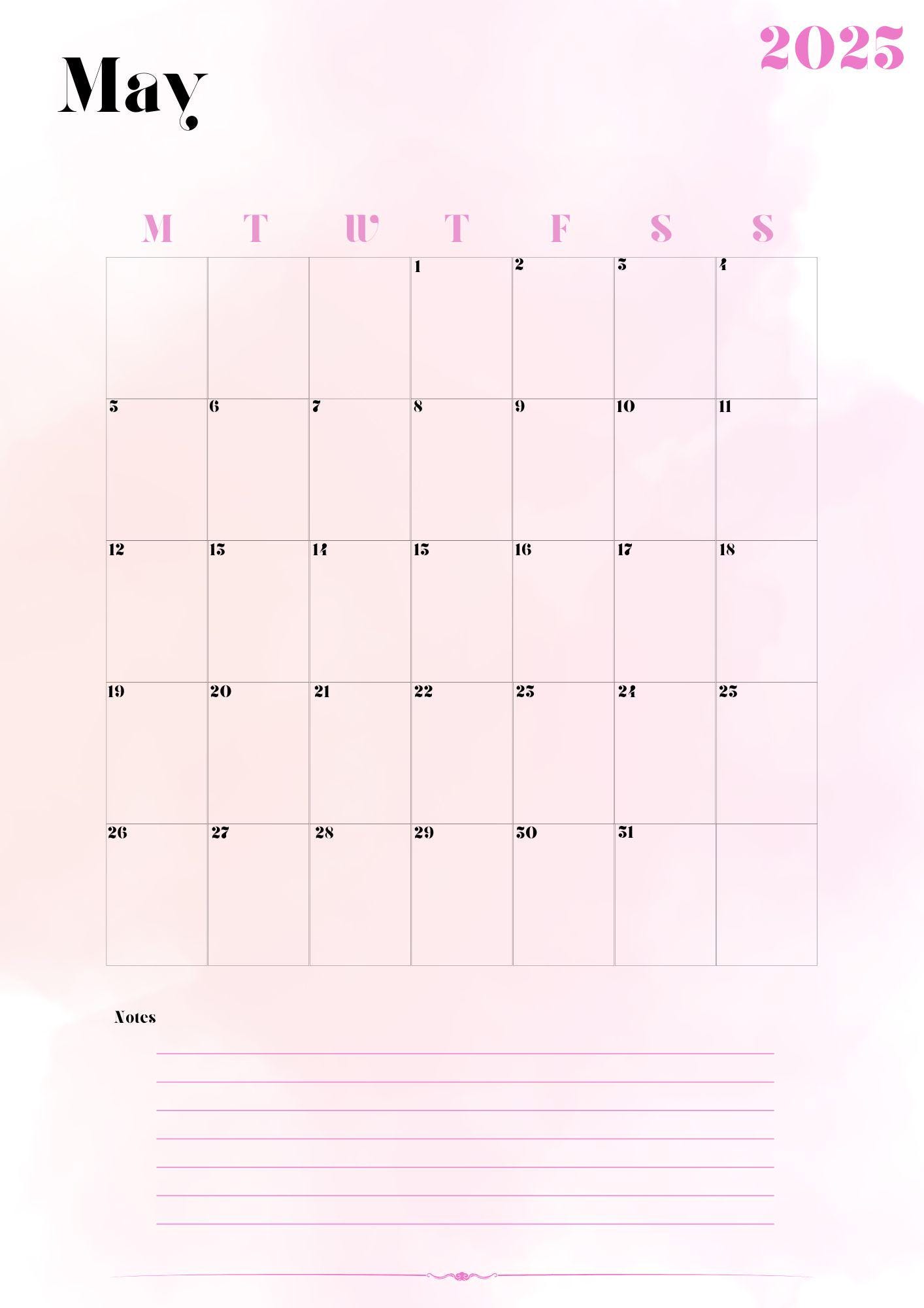 2025 Calendar Planner Pink - Etsy