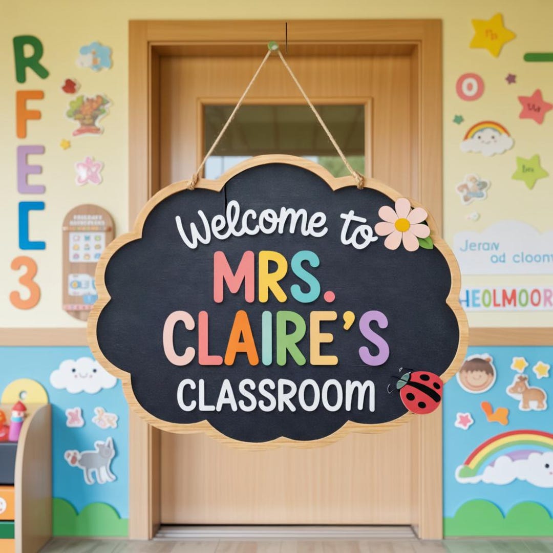 Personalized Preschool Classroom Door Sign | Welcome to Mrs. Classroom ...