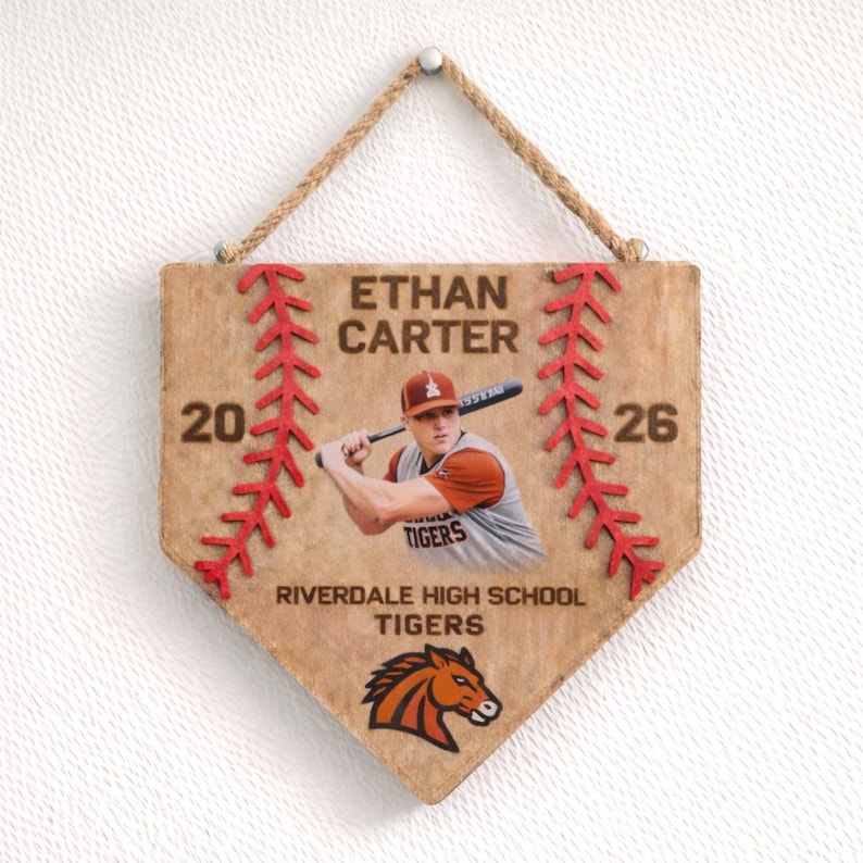 Personalized Baseball Home Plate Sign With Photo, Custom Wooden ...