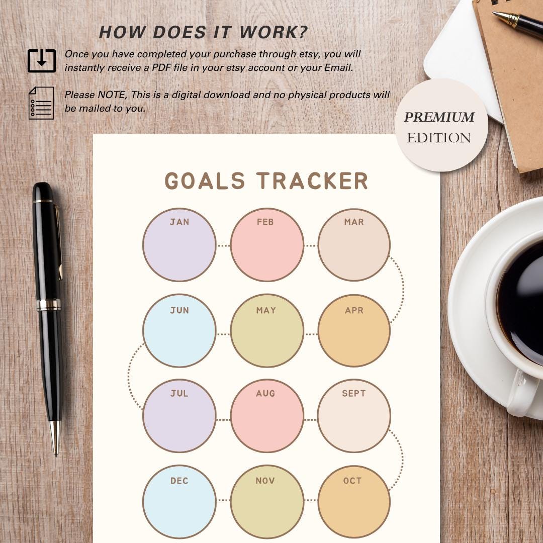 Colorful Goals Tracker Bullet Journal, Daily Planner, Monthly Organizer ...