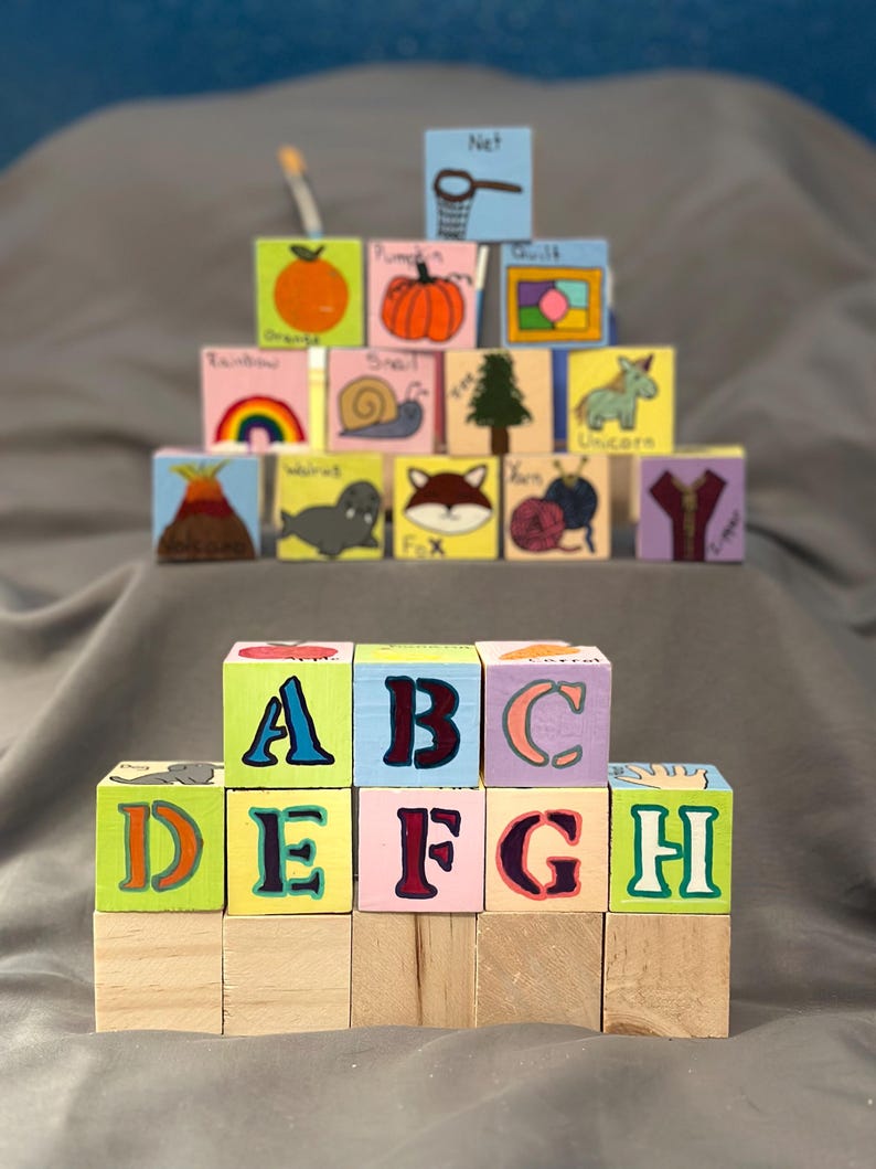 Hand Painted ABC Blocks (one of a Kind) - Etsy