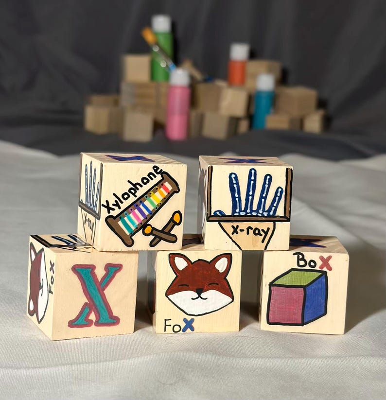 Hand Painted ABC Blocks (one of a Kind) - Etsy