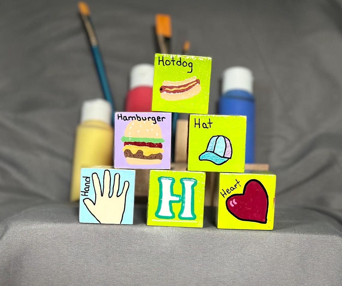 Hand Painted ABC Blocks (one of a Kind) - Etsy