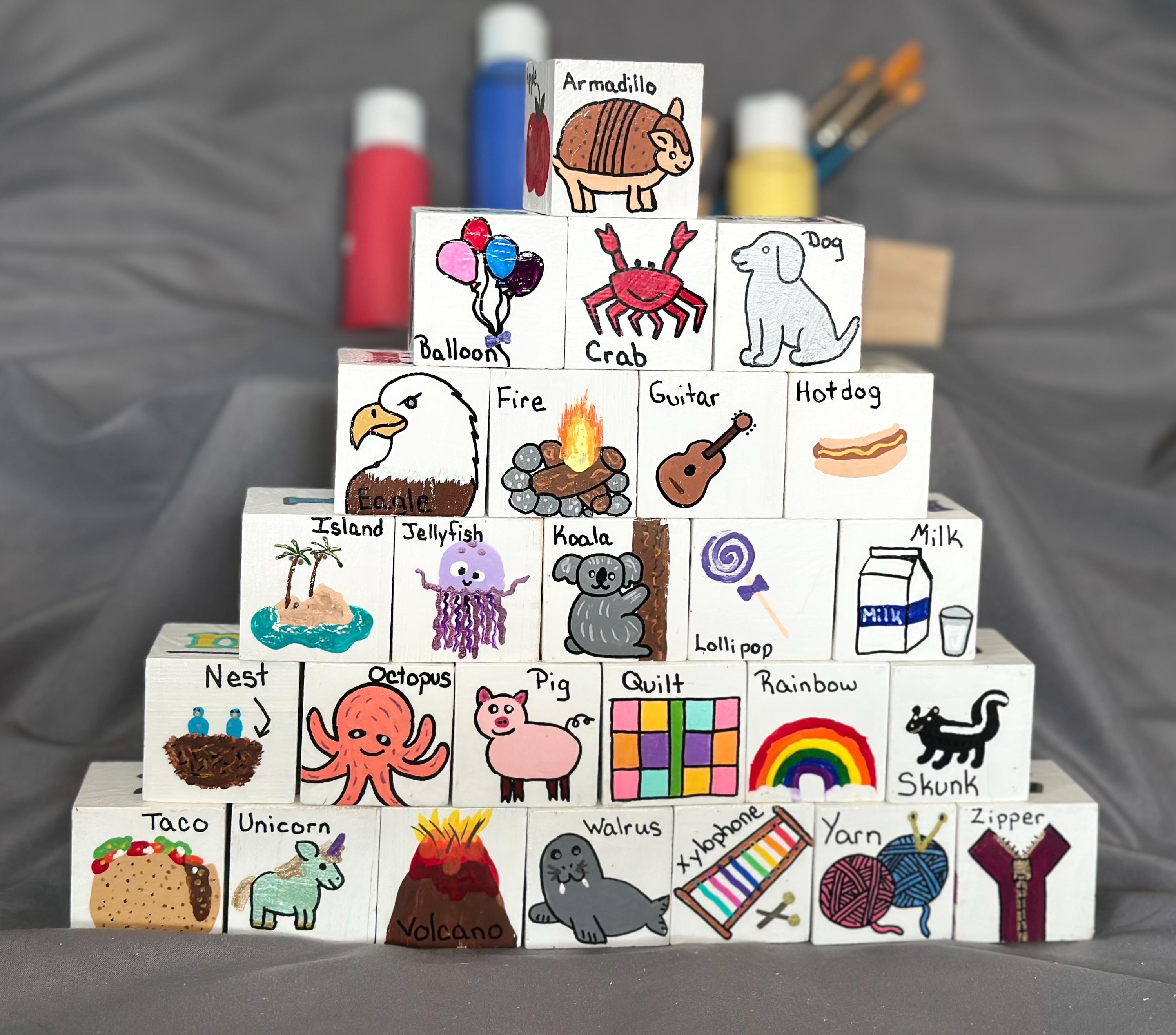 Hand Painted ABC Blocks (one of a Kind) - Etsy
