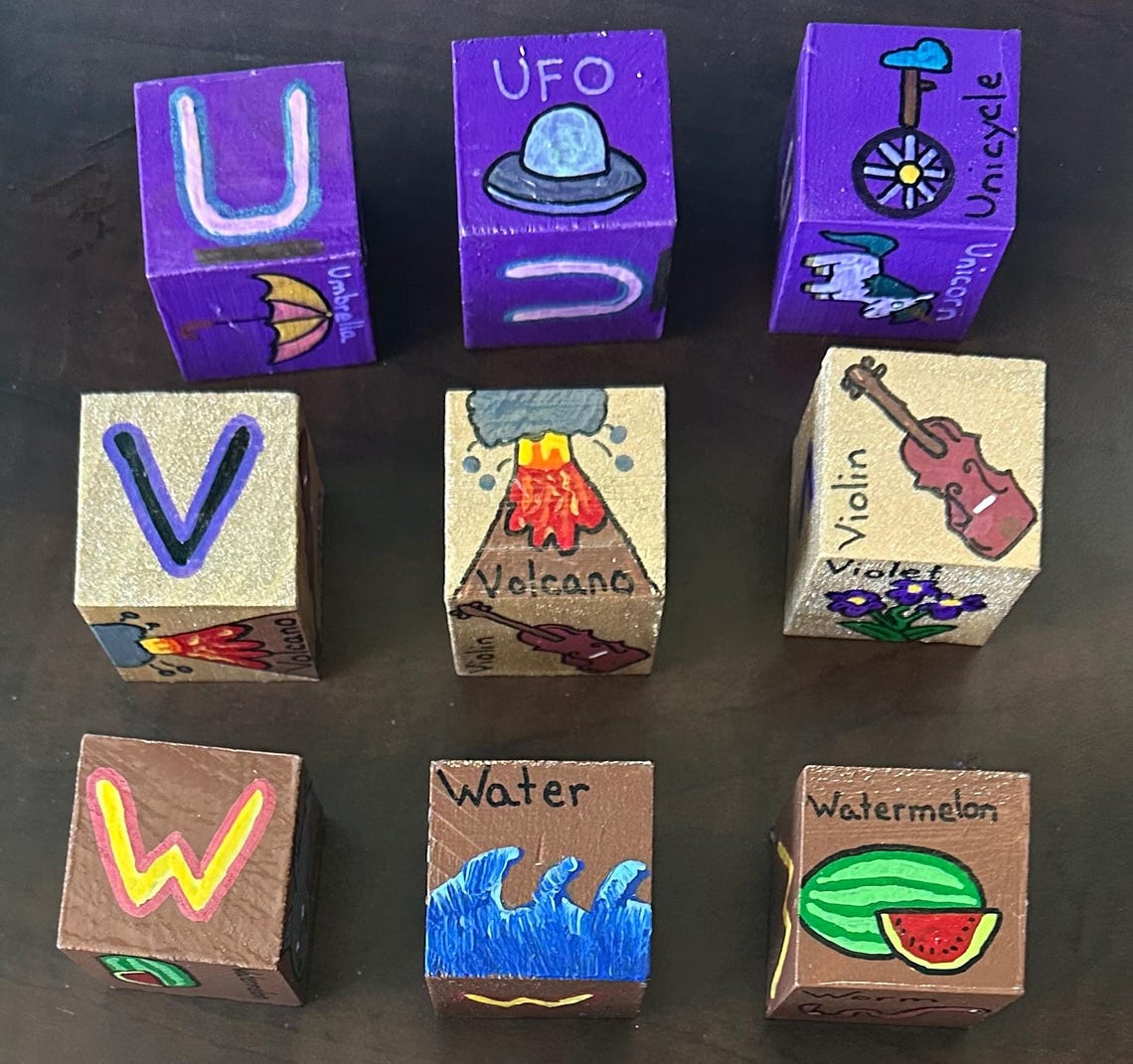 Hand Painted ABC Blocks one of a Kind - Etsy