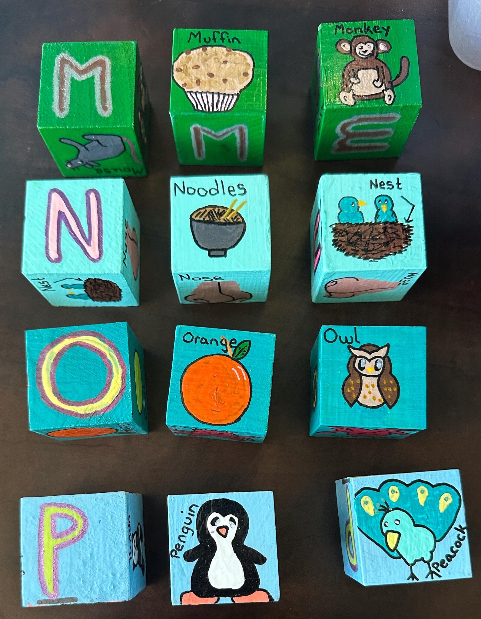 Hand Painted ABC Blocks one of a Kind - Etsy