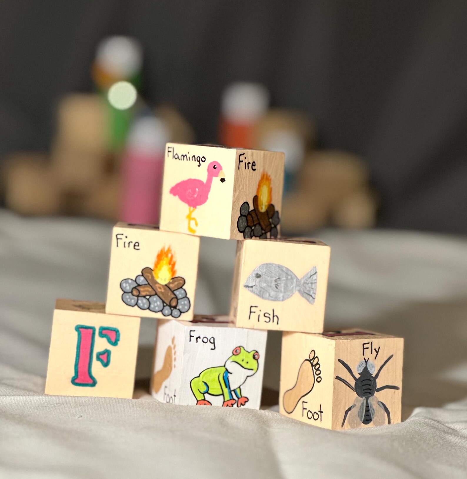 Hand Painted ABC Blocks (one of a Kind) - Etsy