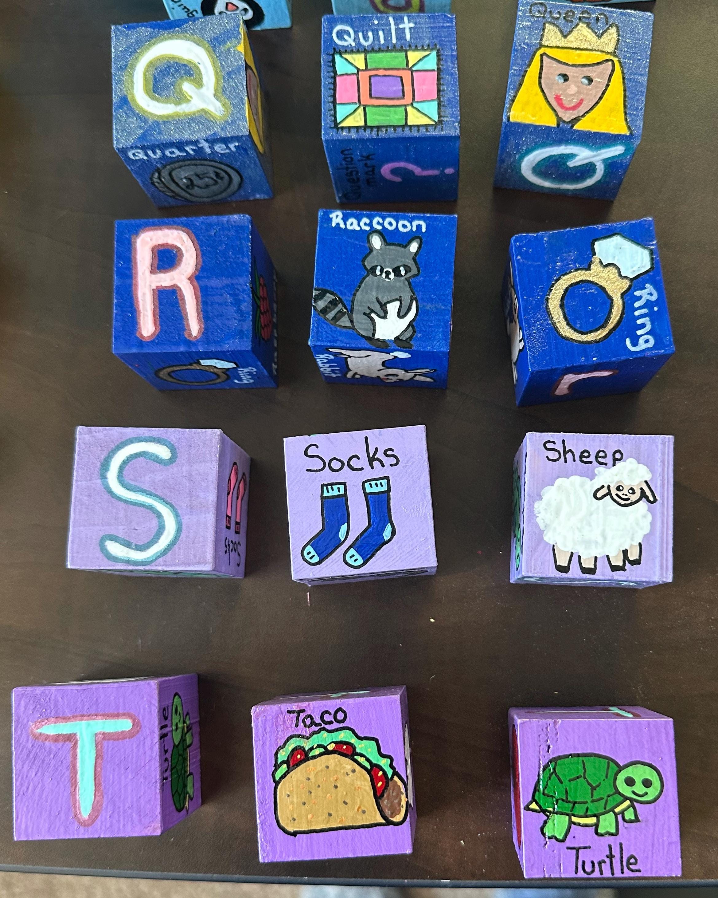 Hand Painted ABC Blocks one of a Kind - Etsy