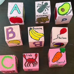 Hand Painted ABC Blocks one of a Kind - Etsy