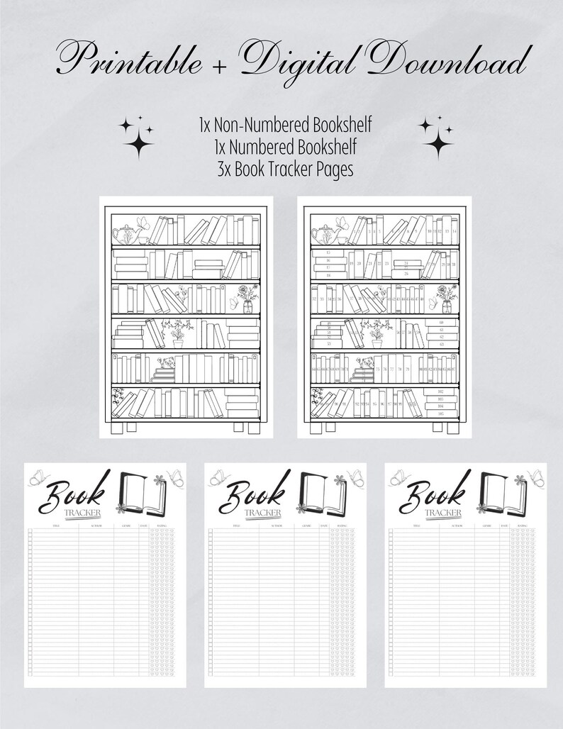 2025 | 100+ Bookshelf Reading Goal Tracker PDF Download | Digital ...