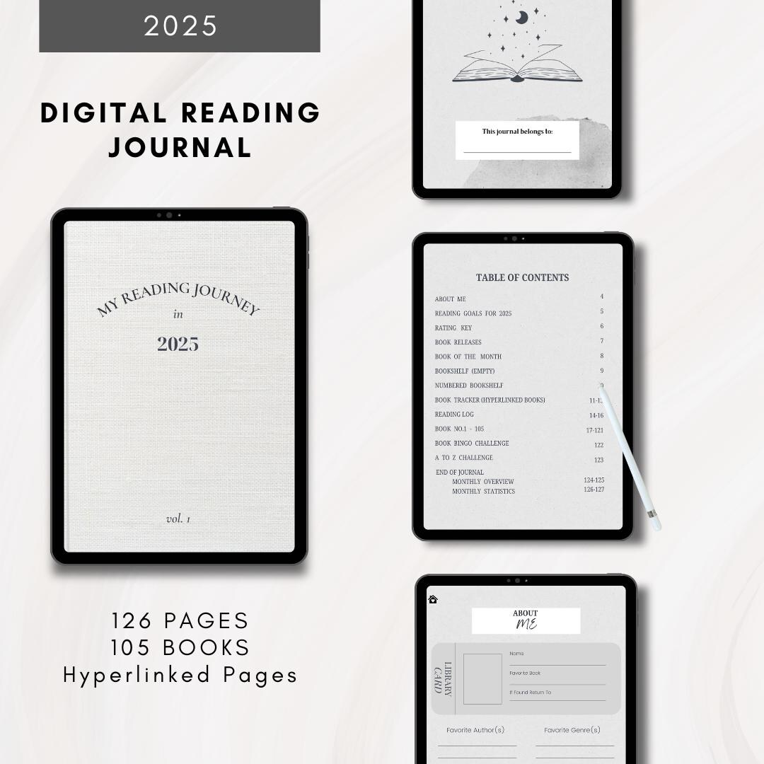 100+ Books Digital Reading Journal & Planner | Goodnotes, Reading ...