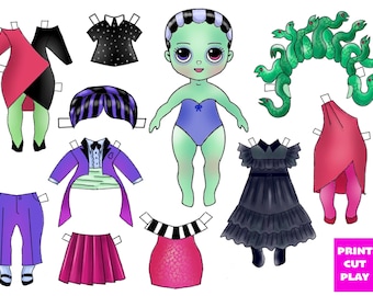 Cute HALLOWEEN Themed Paper Dolls for Crafting, Pdf to Print, Cut and ...
