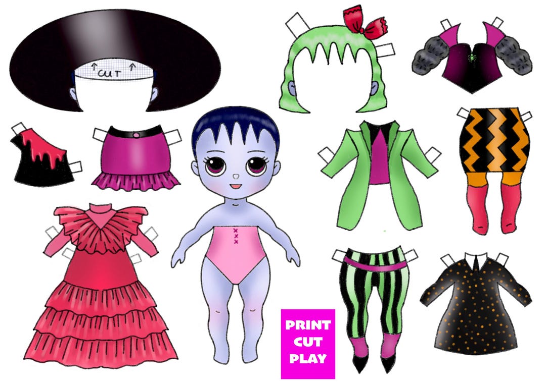 Halloween Paper Dolls | Printable Crafting Activity (A4) - Etsy