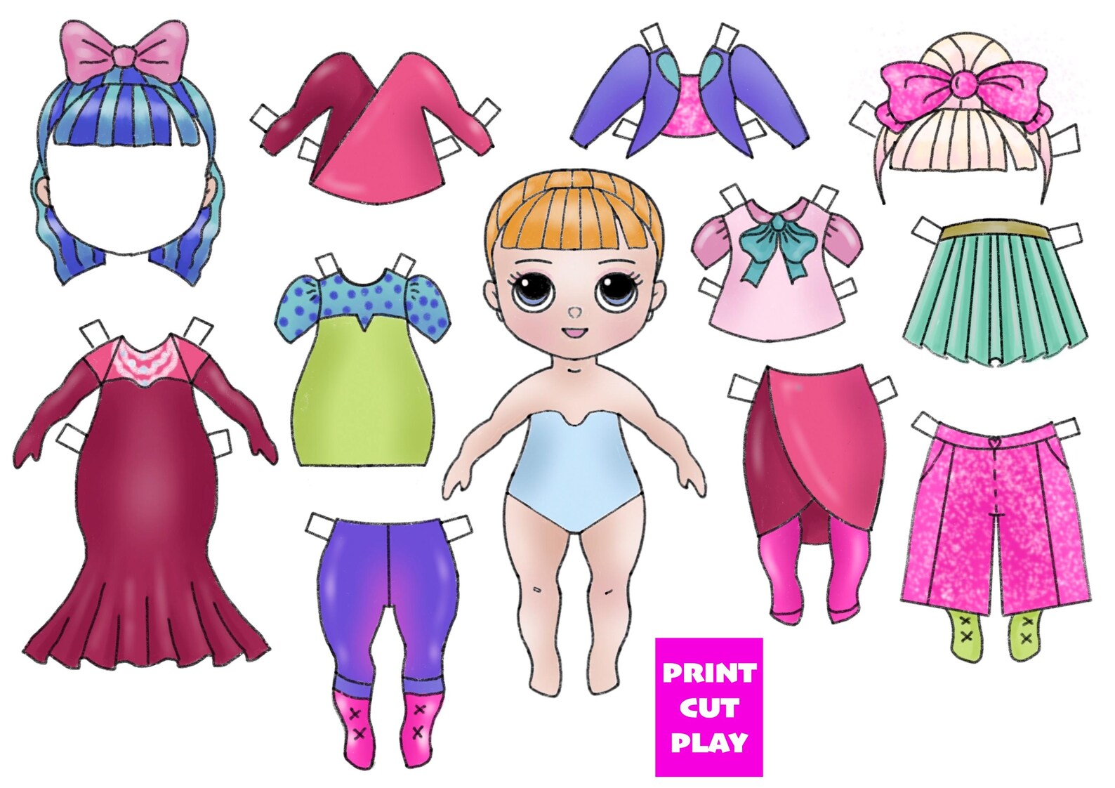 Printable Paper Doll for Kids: Craft and Play (PDF Template) - Etsy