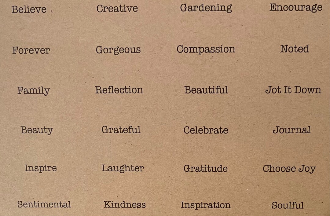 84 Sticker Words and Phrases - Printed on Kraft Sticker Paper - Etsy