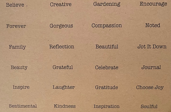 84 Sticker Words and Phrases Printed on Kraft Sticker Paper | Etsy
