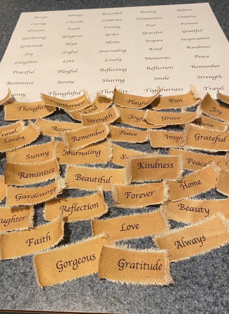 50 general Theme Fabric Words Phrases Labels Journal - Etsy