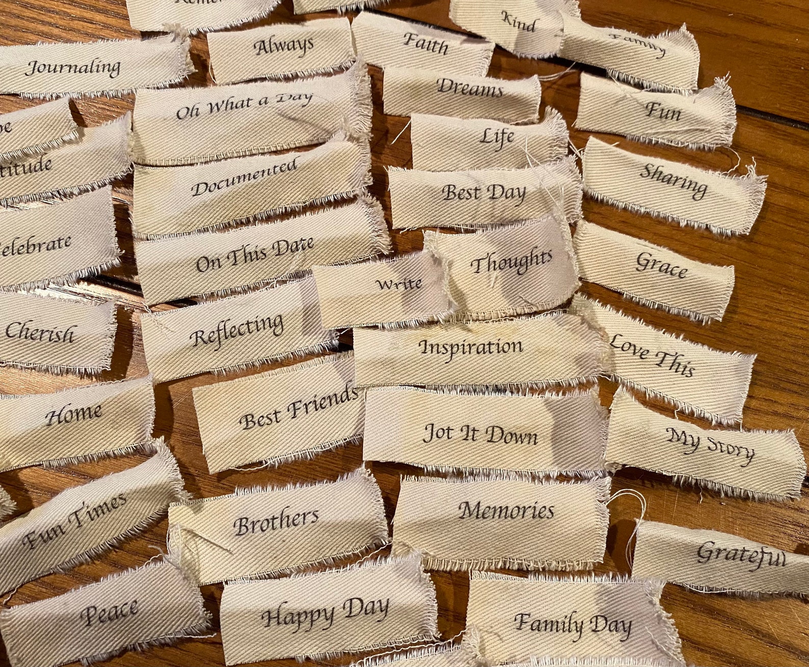 50 journaling Prompts Fabric Words Phrases Labels Journal | Etsy