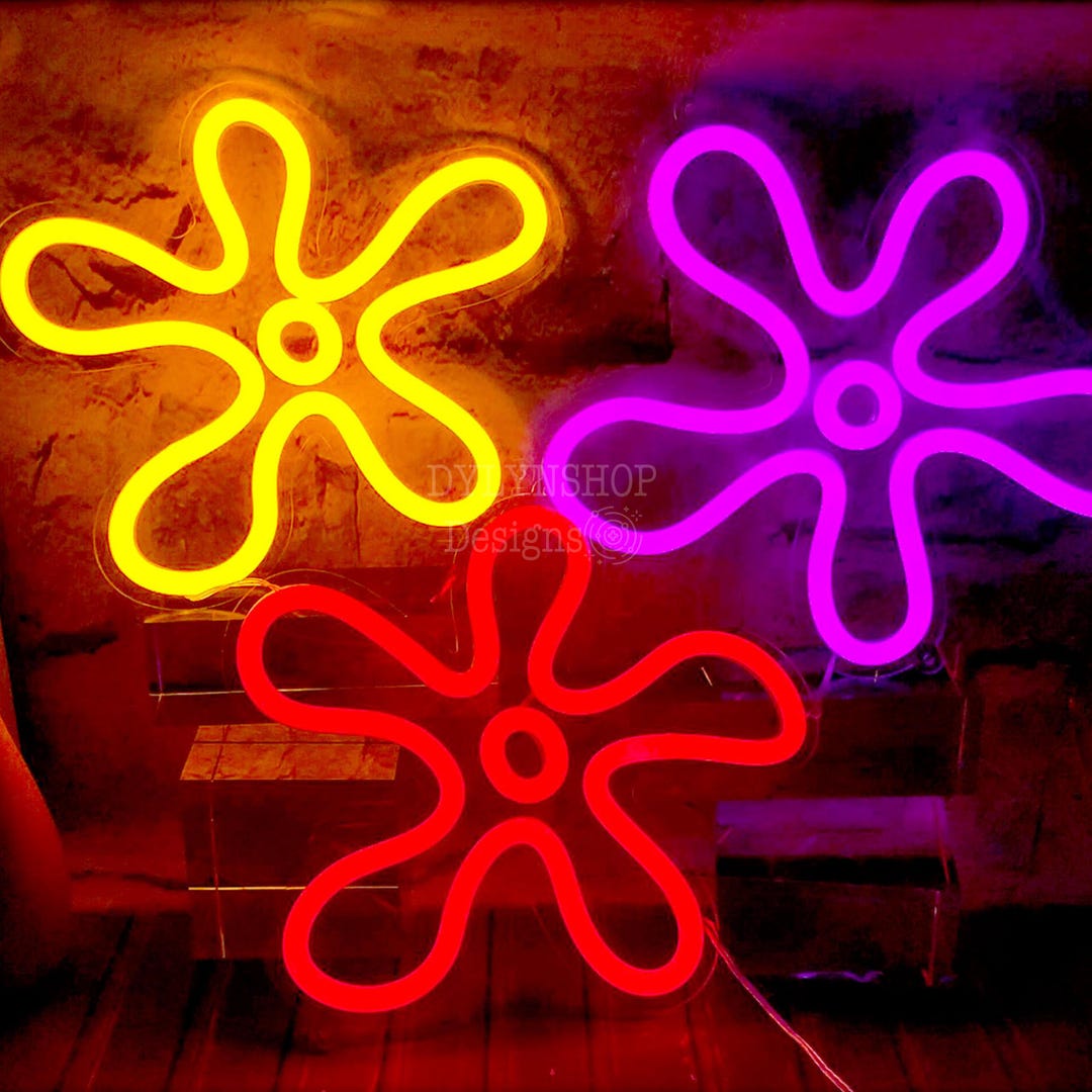 Spongebob Flower Neon Sign, 15*13/20*17.5/25*22 Inches - Etsy