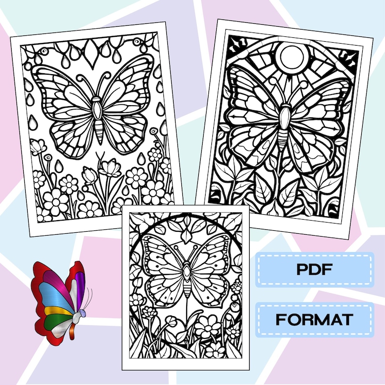 Butterfly Coloring Pages, Printable Stained Glass Butterfly Art to ...