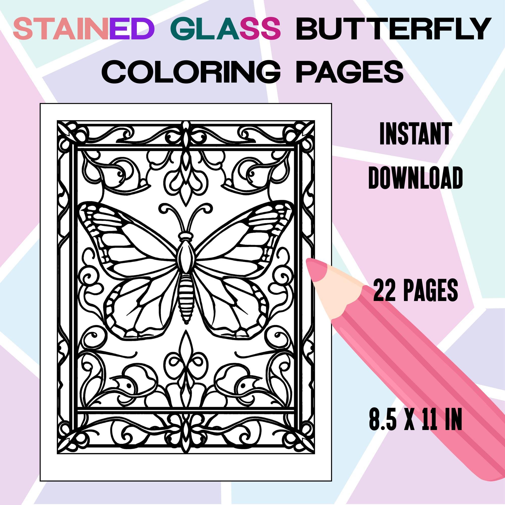 Butterfly Coloring Pages, Printable Stained Glass Butterfly Art to ...