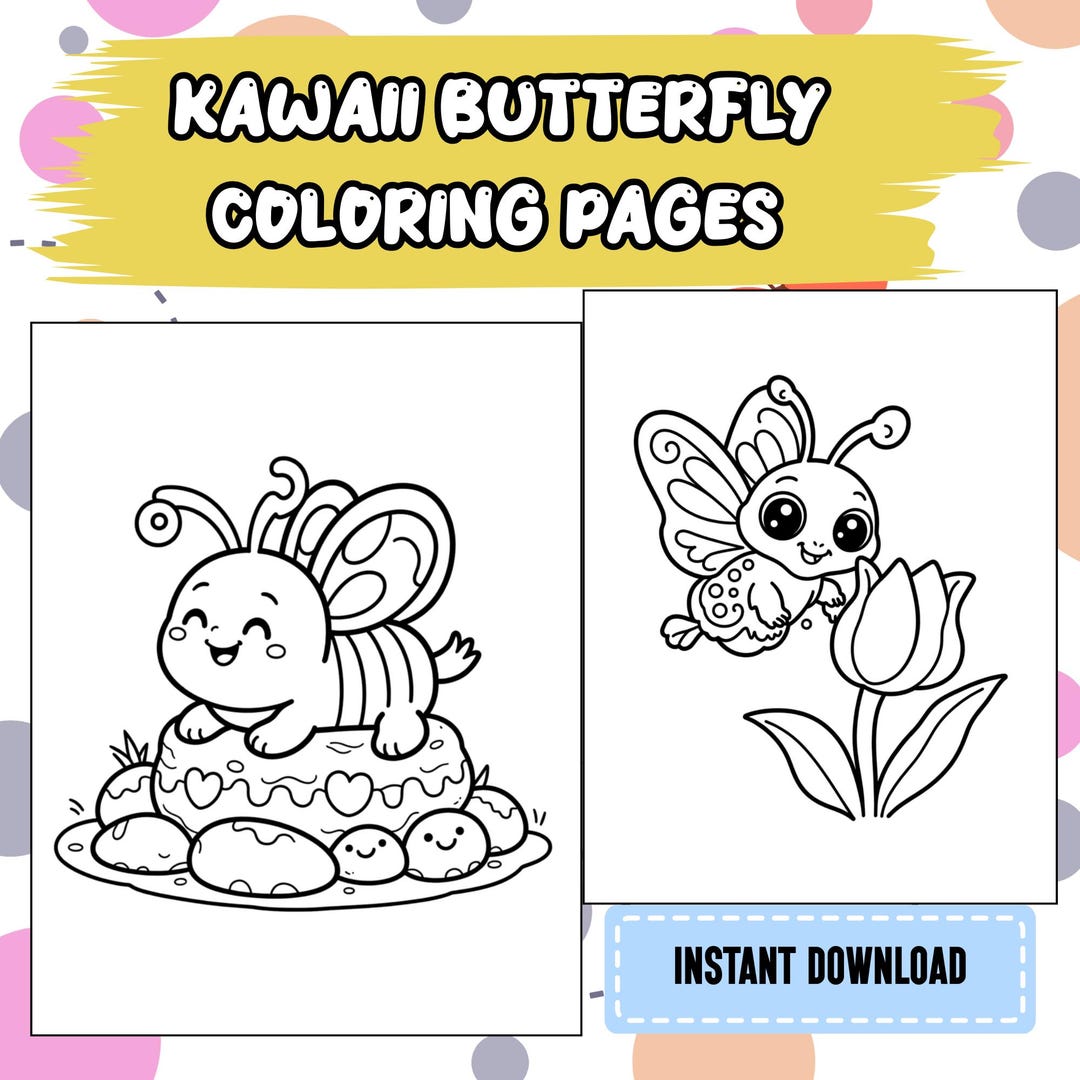 Kawaii Butterfly Coloring Pages, Printable Kawaii Butterfly Art to ...