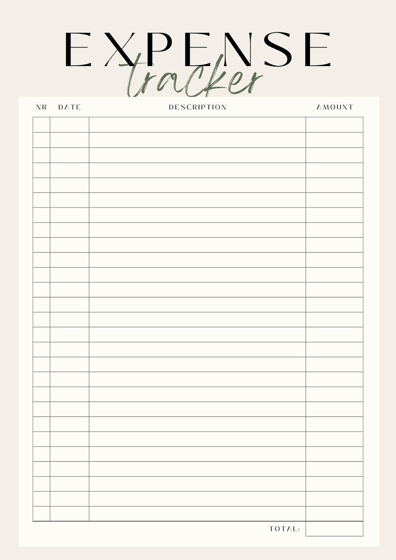 Minimalist Expense Tracker Printable | Monthly Budget Organizer ...