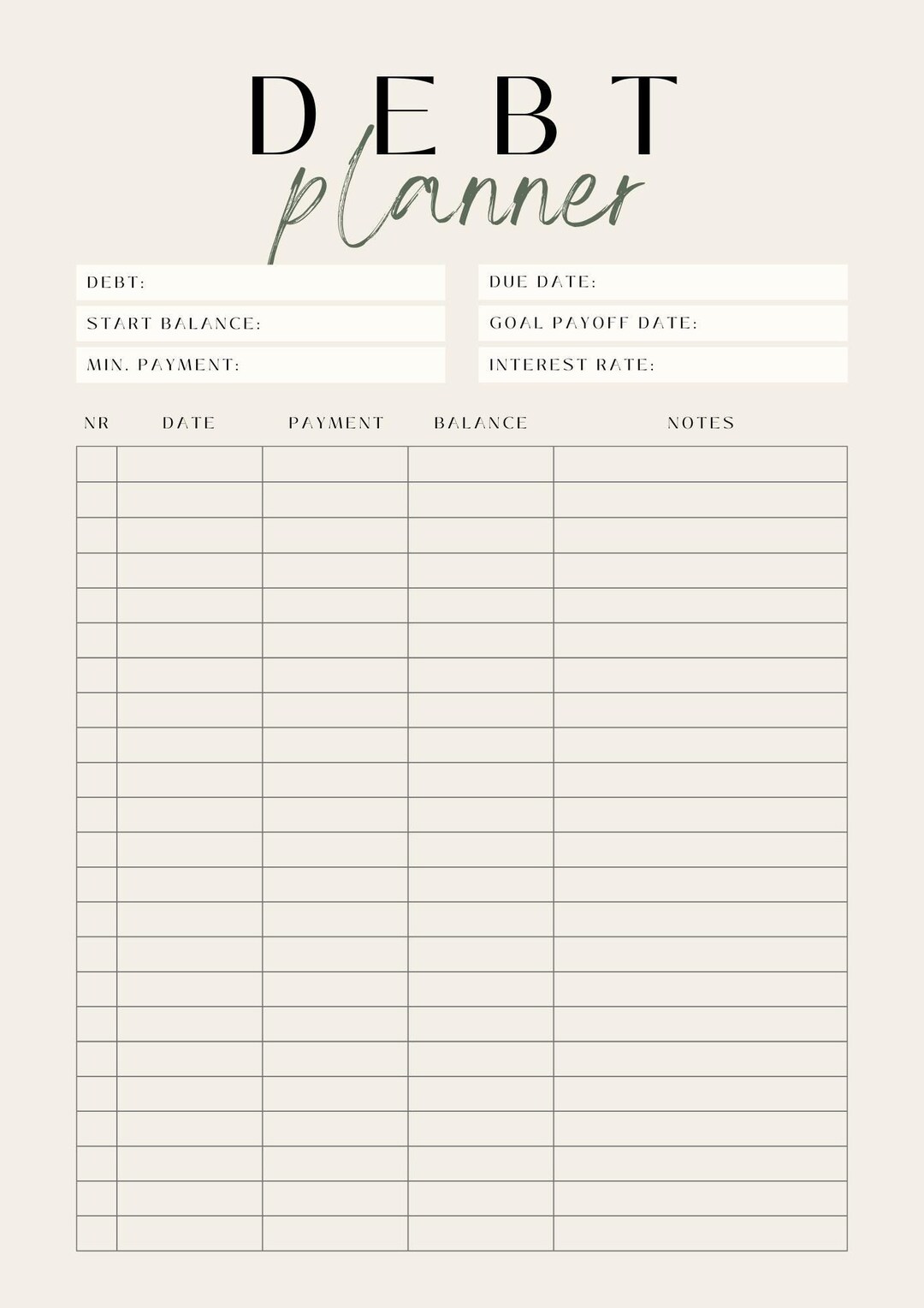 Debt Planner Printable | Debt Payoff Tracker | Financial Organizer PDF ...