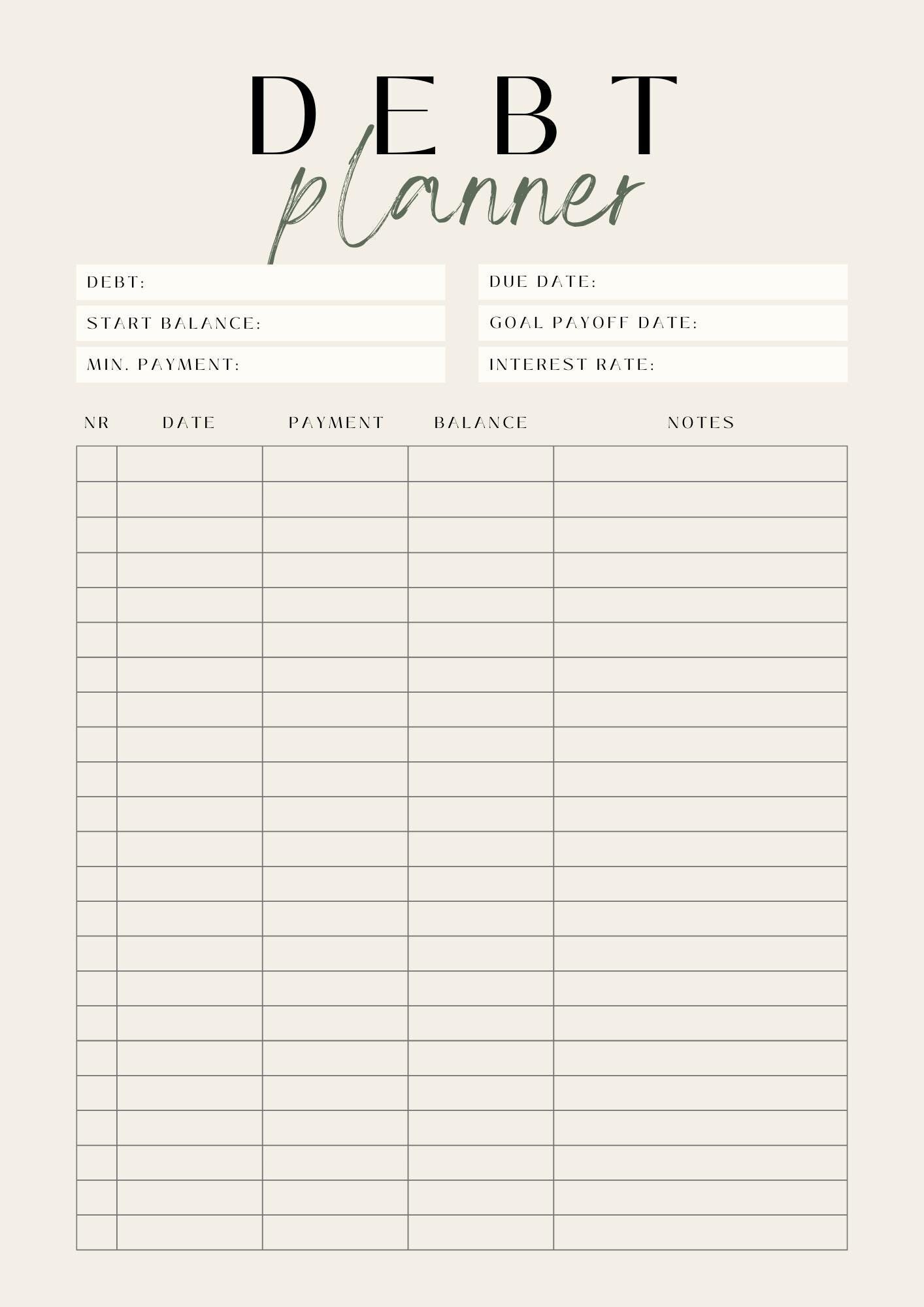 Debt Planner Printable | Debt Payoff Tracker | Financial Organizer PDF ...