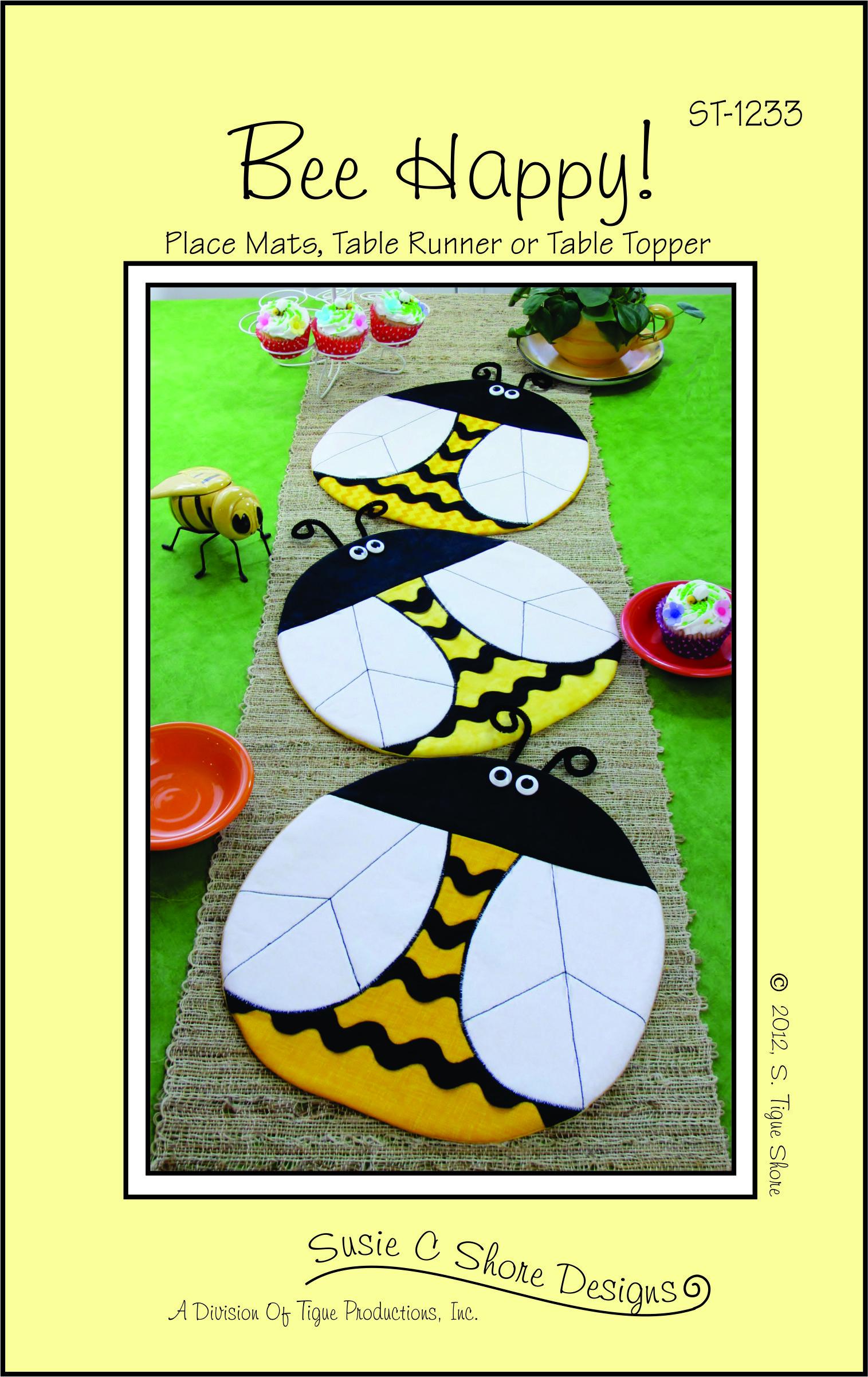 Bee Happy! ST-1233 Fun Cute Bee Place Mats, Table Topper or Table ...