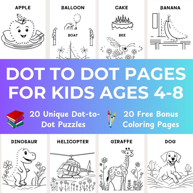 Dot to Dot Pages for Kids Ages 4-8, Fun Connect the Dots Activities ...