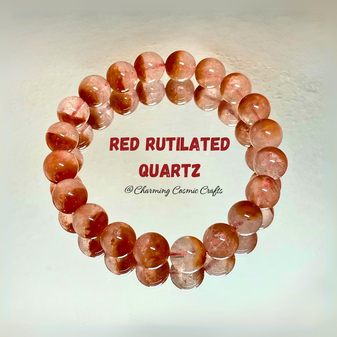 Red Rutilated Quartz | 10mm Stretchable Beaded Gemstone Bracelet ...