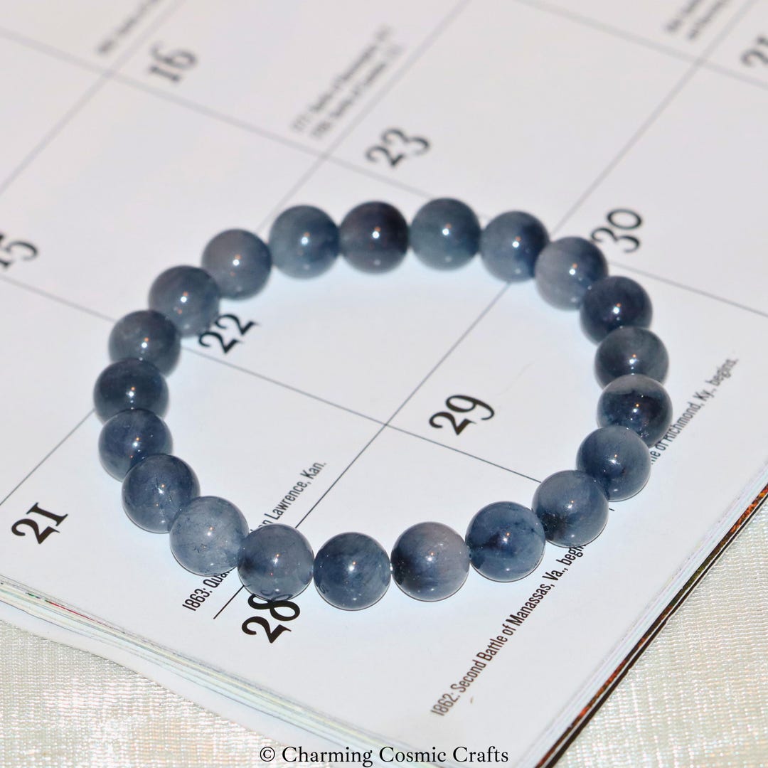 RARE AAA Natural Blue Rutilated Quartz Bracelet 9mm Stretchable Genuine ...