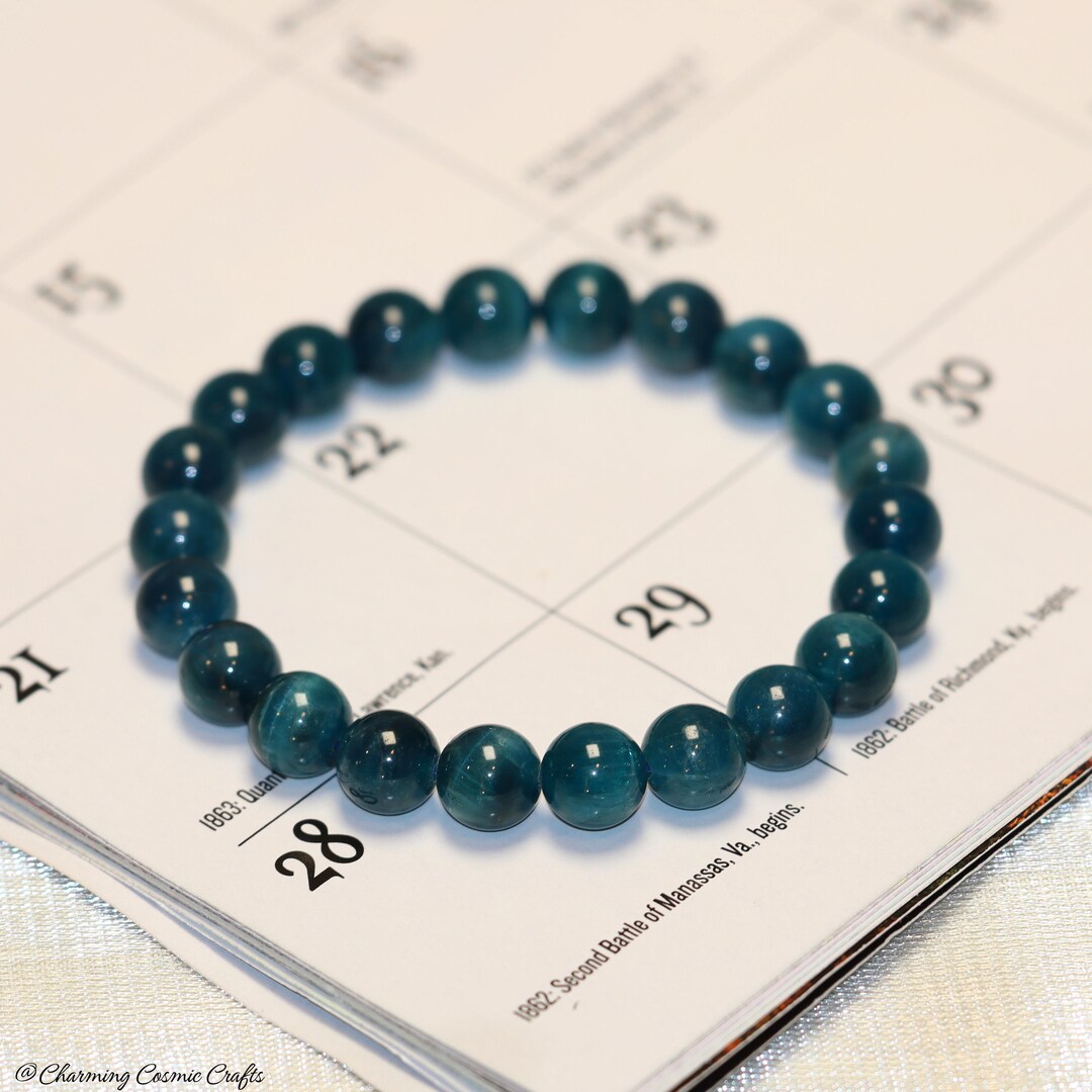 ONLY ONE! AAA Dark Blue Apatite Bracelet | Elegant 8mm Blue Apatite ...