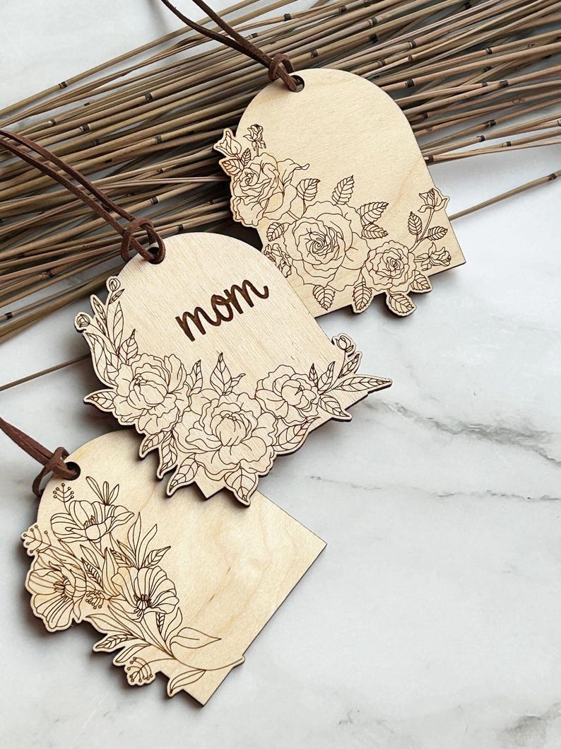 Floral Arched Name Tags Trio Score SVG Digital File GLOWFORGE Files ...