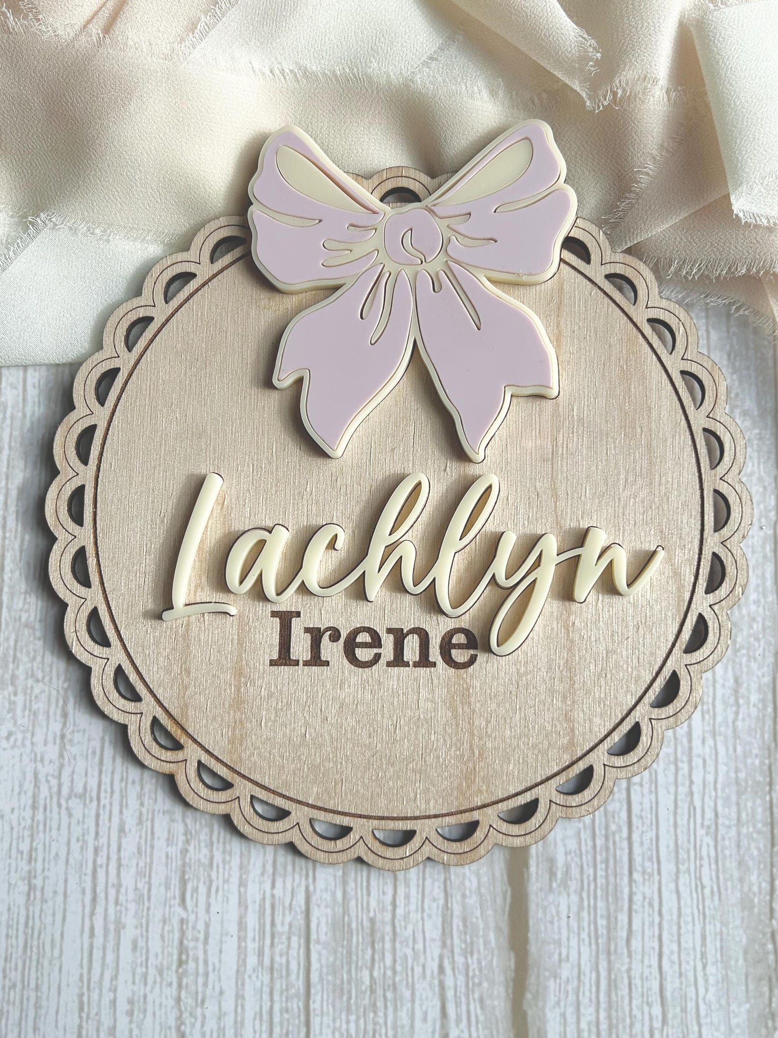 Scalloped Bow Birth Announcement Sign SVG, Laser Cut File - Etsy