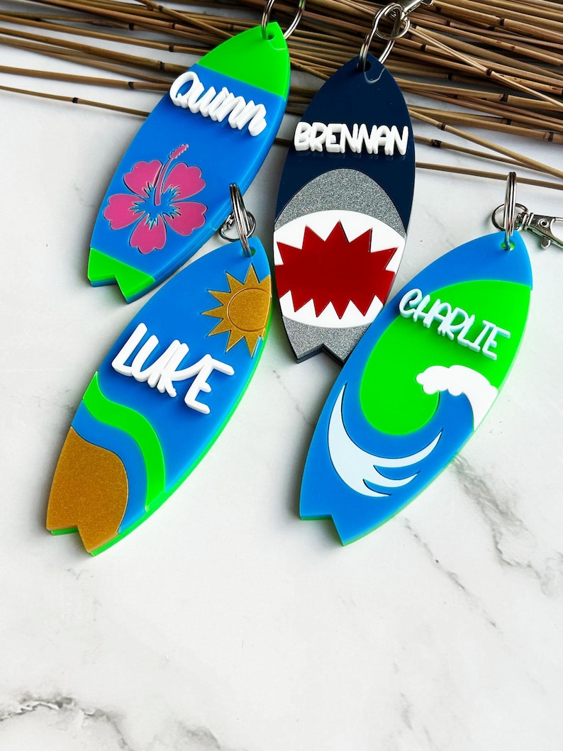 Surfboard Back Pack Name Tag Four Designs SVG Digital File GLOWFORGE ...