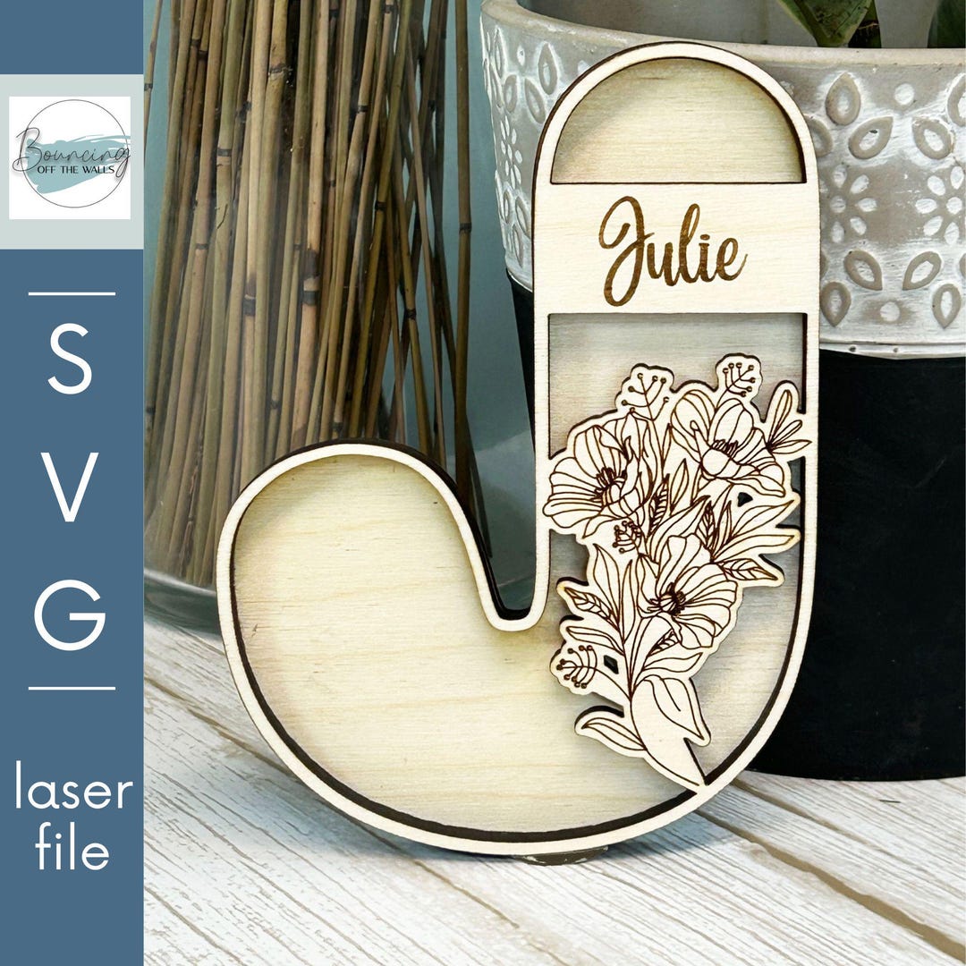 Letter J Poppy Art SVG | Laser Cut Files, Customizable Decor (digital ...