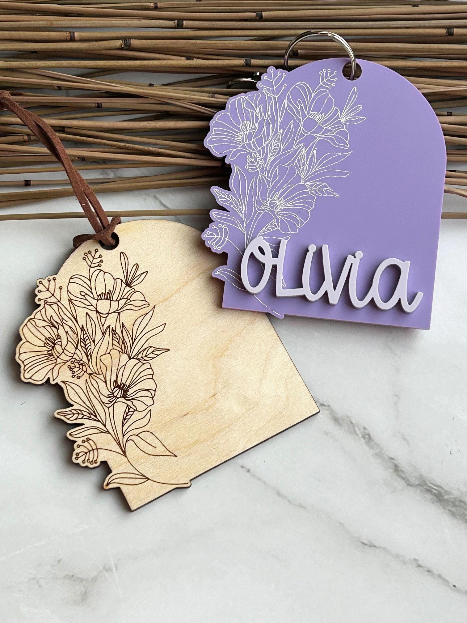 Floral Arched Name Tags Trio Score SVG Digital File GLOWFORGE Files ...