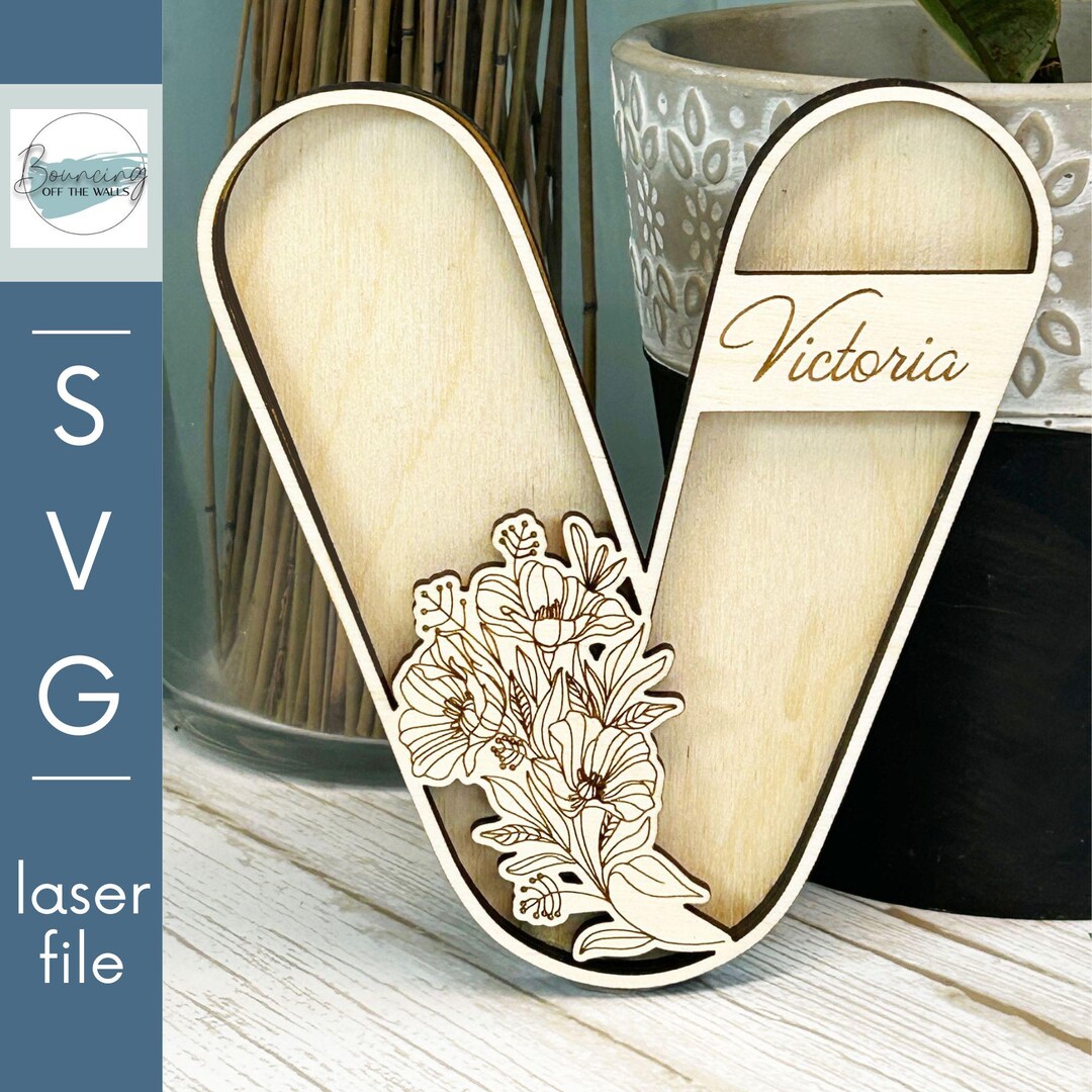 Poppy Letter V SVG File, Laser Cut Glowforge Ready - Etsy