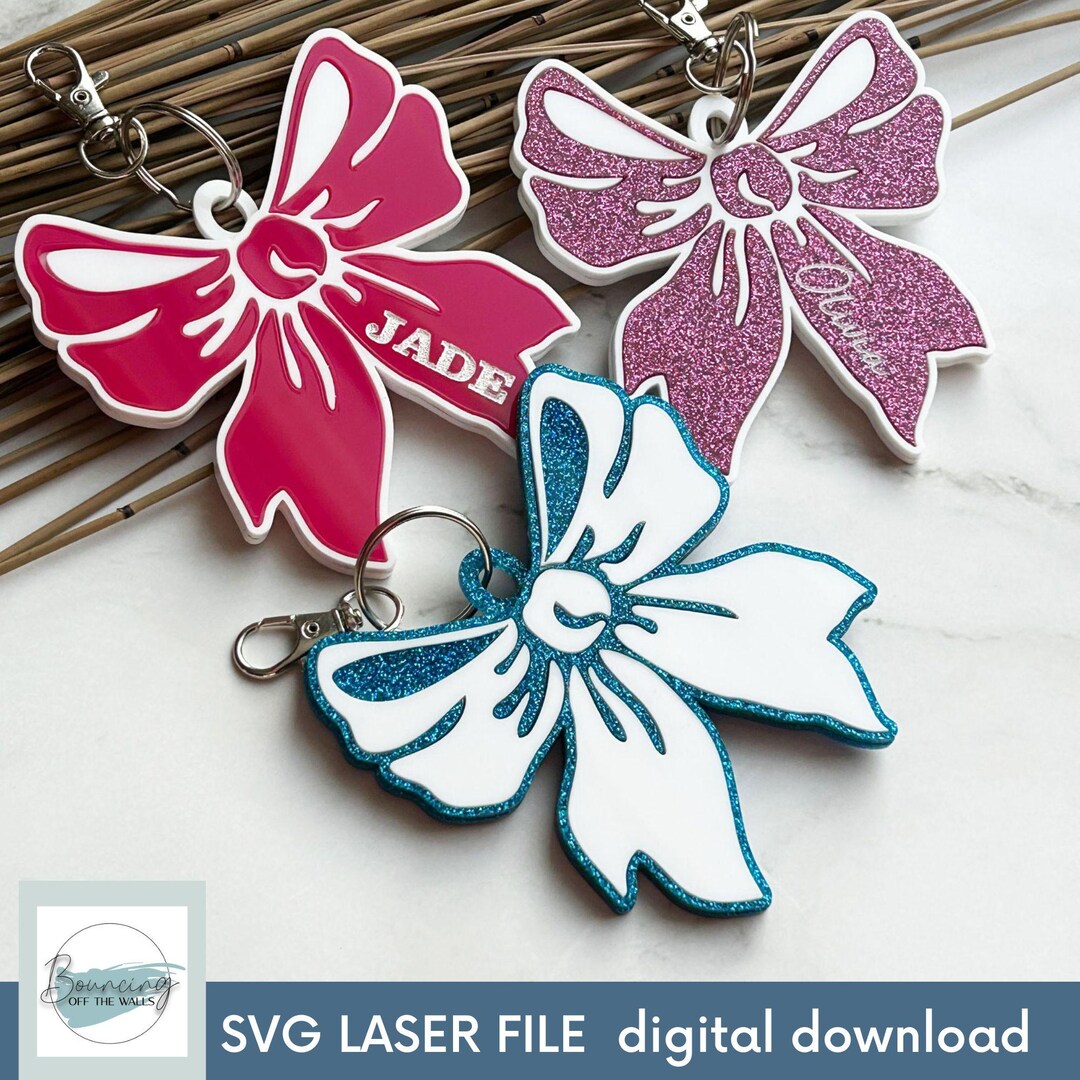 Bow Back Pack Name Tags SVG Digital File GLOWFORGE Files Laser Ready - Etsy