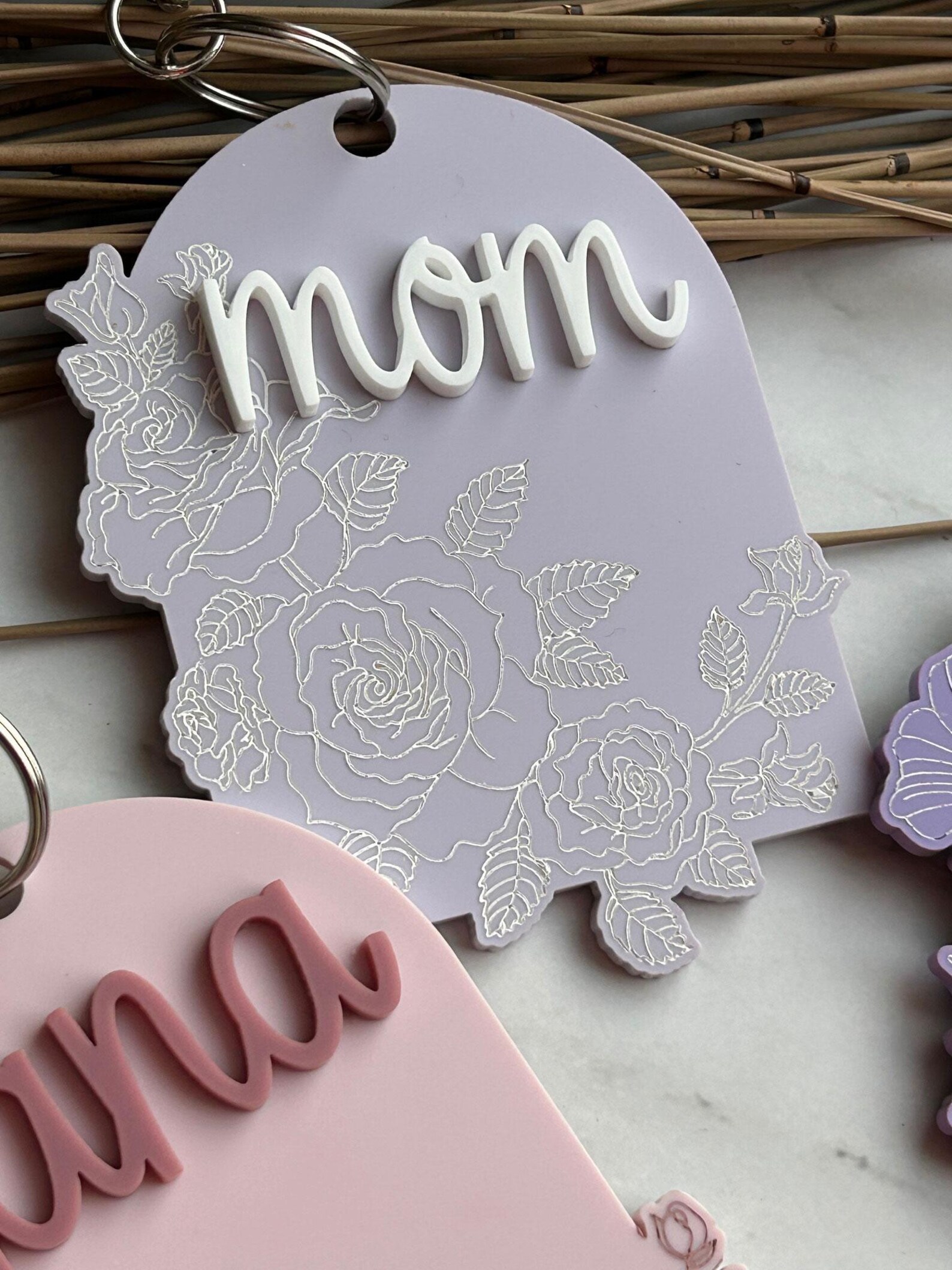 Floral Arched Name Tags Trio Score SVG Digital File GLOWFORGE Files ...